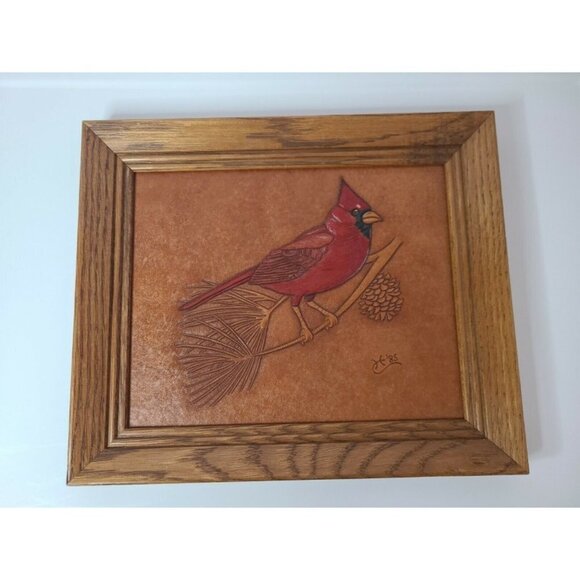 Vintage | Accents | Vtg Burnt Wood Red Robin Picture Wall Art Framed ...